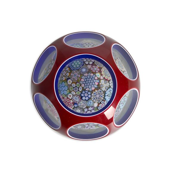 Peter Mcdougall | TRIPLE OVERLAY PAPERWEIGHT WITH MILLEFIORI BOUQUET ...