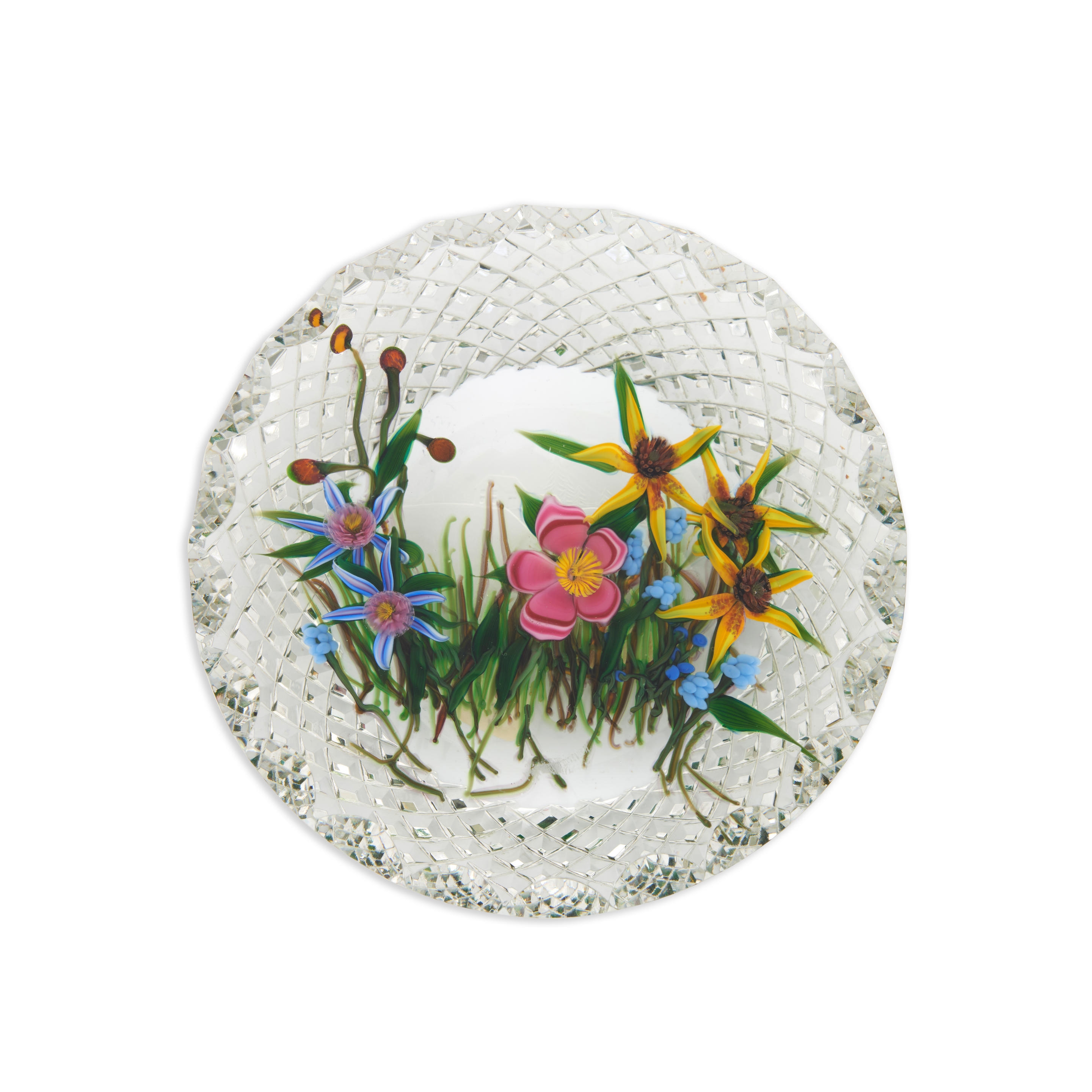 Debbie Tarsitano | FACETED AND ETCHED PAPERWEIGHT WITH FLOWERS (86 ...