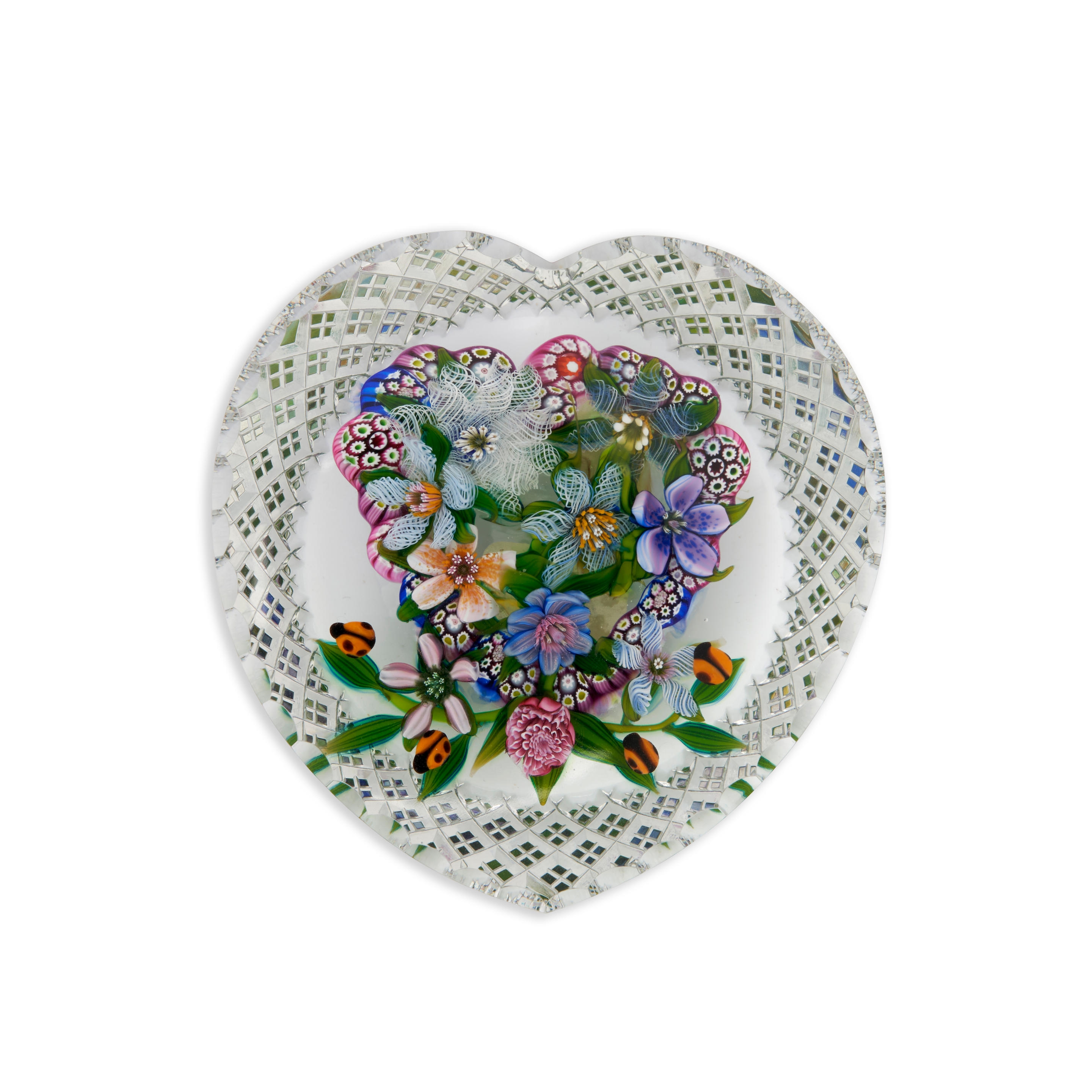 Debbie Tarsitano | HEART-FORM FACETED PAPERWEIGHT WITH FLOWERS AND ...