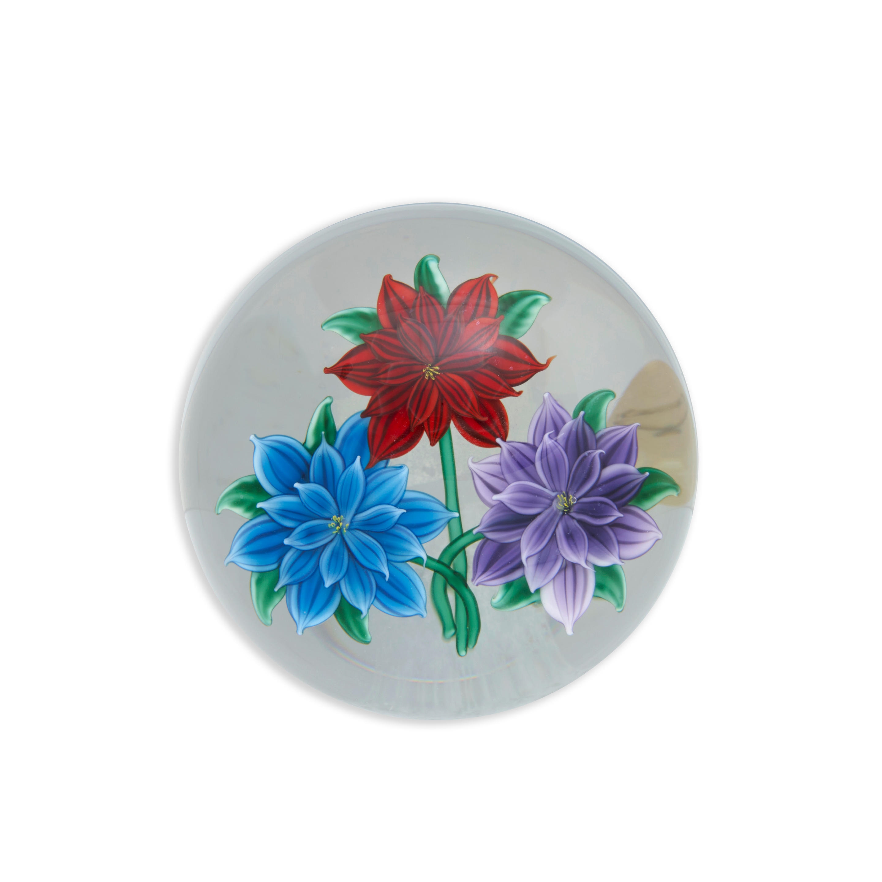 Randall Grubb | PAPERWEIGHT WITH THREE DAHLIAS (89) | MutualArt