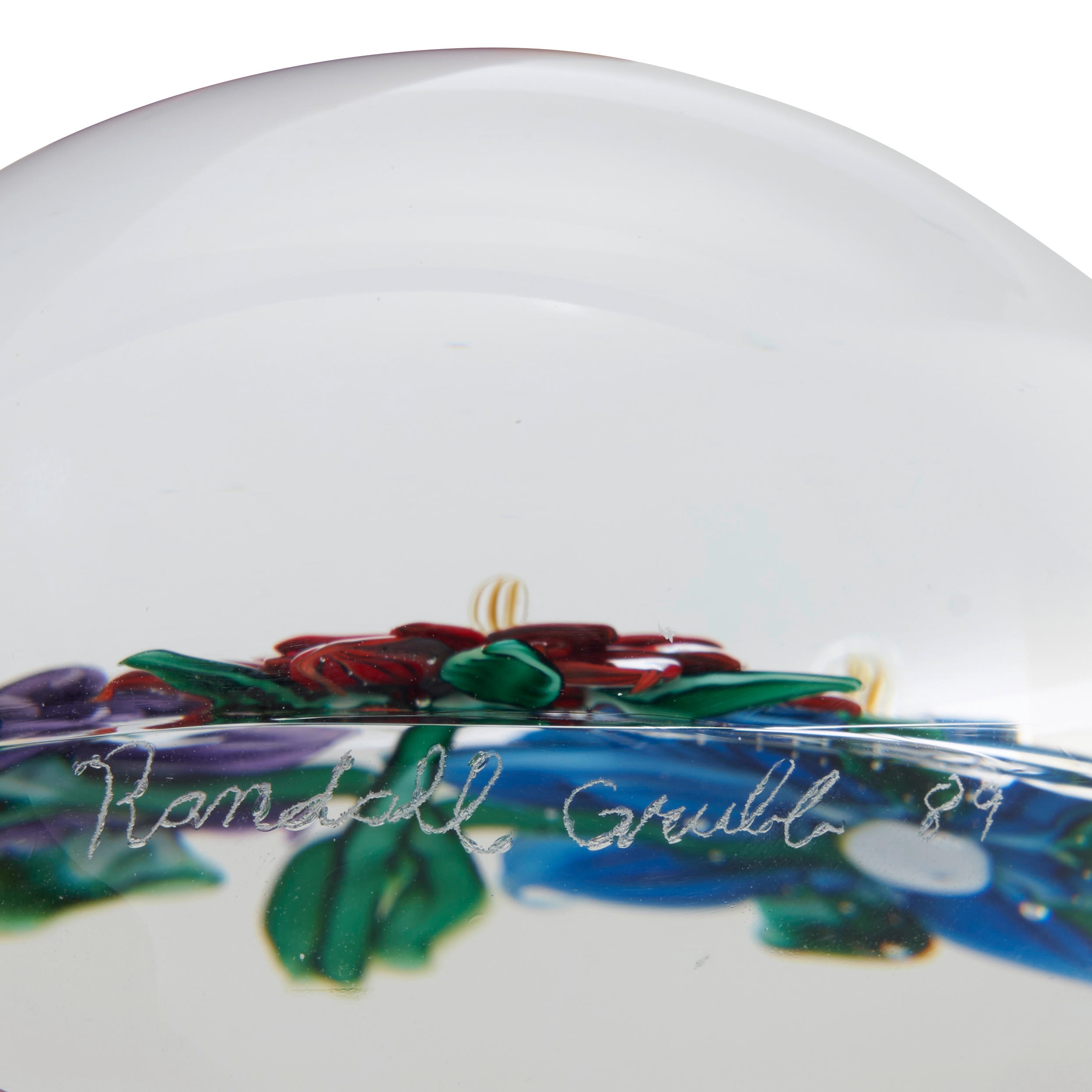 Randall Grubb | PAPERWEIGHT WITH THREE DAHLIAS (89) | MutualArt
