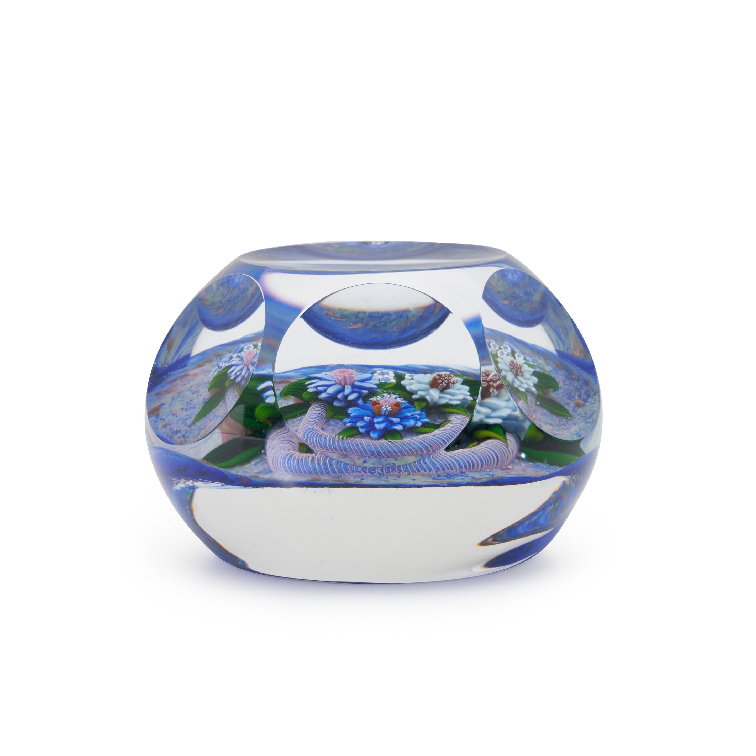 Debbie Tarsitano | PAPERWEIGHT WITH BASKET OF FLOWERS ON A MOTTLED ...