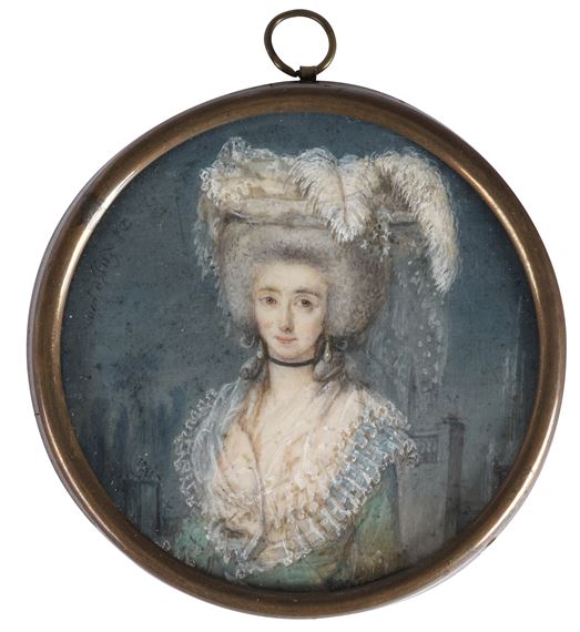 Jean-Jacques Thérésa de Lusse | Portrait einer Dame mit Federhut (Circa ...