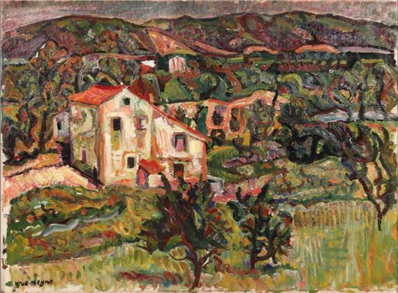 Pinchus Krémègne | Houses with red roofs | MutualArt