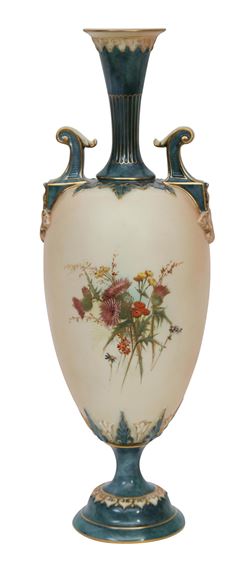 Edward Raby | An English twin handled Royal Worcester vase with floral ...