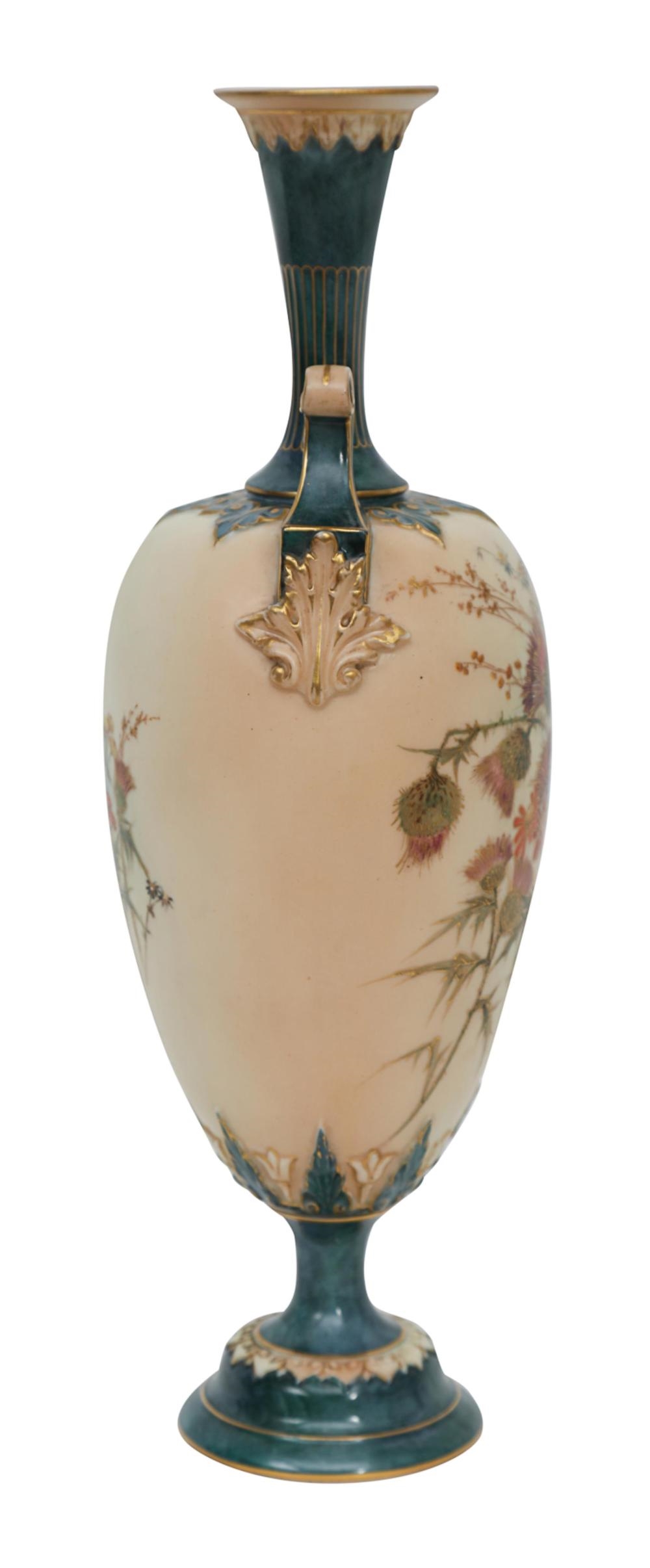 Edward Raby | An English twin handled Royal Worcester vase with floral ...