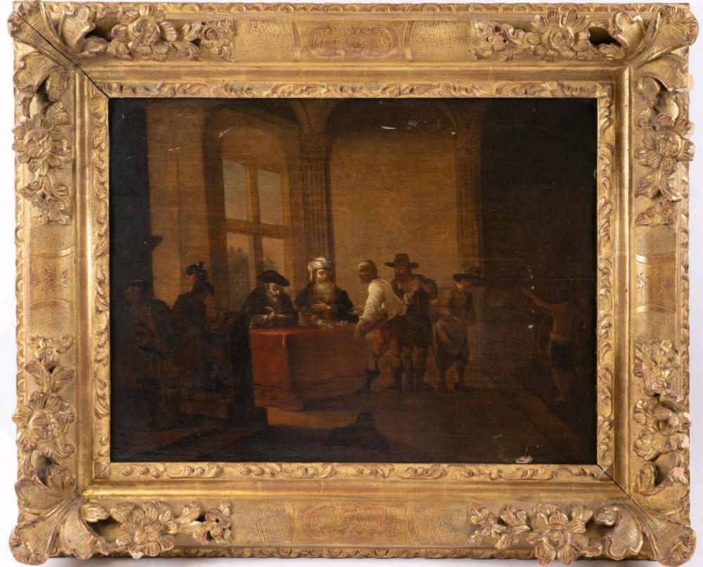 Flemish School 17th Century | Flemish school 17th century Men's scene oil on oak panel | MutualArt