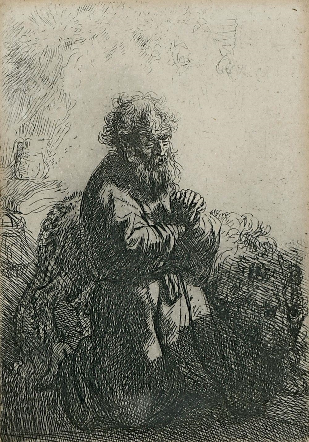 Rembrandt van Rijn | Der Heilige Hieronymus im Gebet, niederblickend | MutualArt