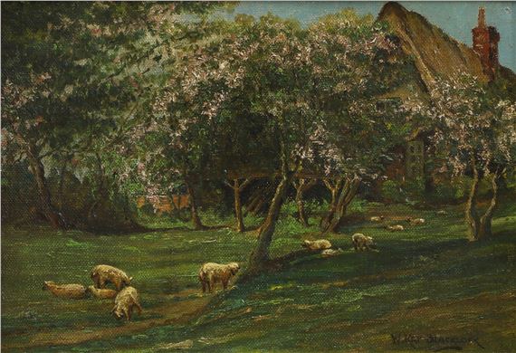 William Kay Blacklock | Landscape with a shepherdess and sheep in the ...