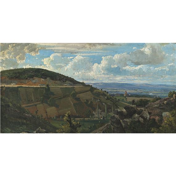 Paul Huët | Extensive French landscape with vineyards | MutualArt