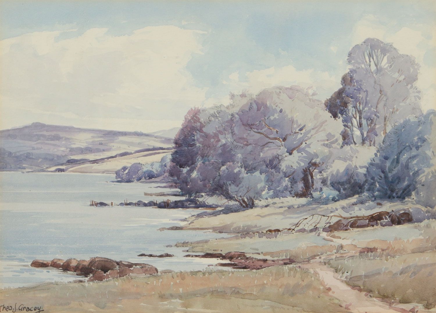 Theodore James Gracey | TREES BY THE EDGE OF THE LOUGH (1945) | MutualArt
