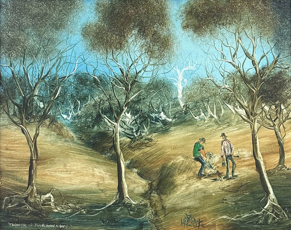 Kevin Charles Hart | Treating a Flyblown Sheep | MutualArt