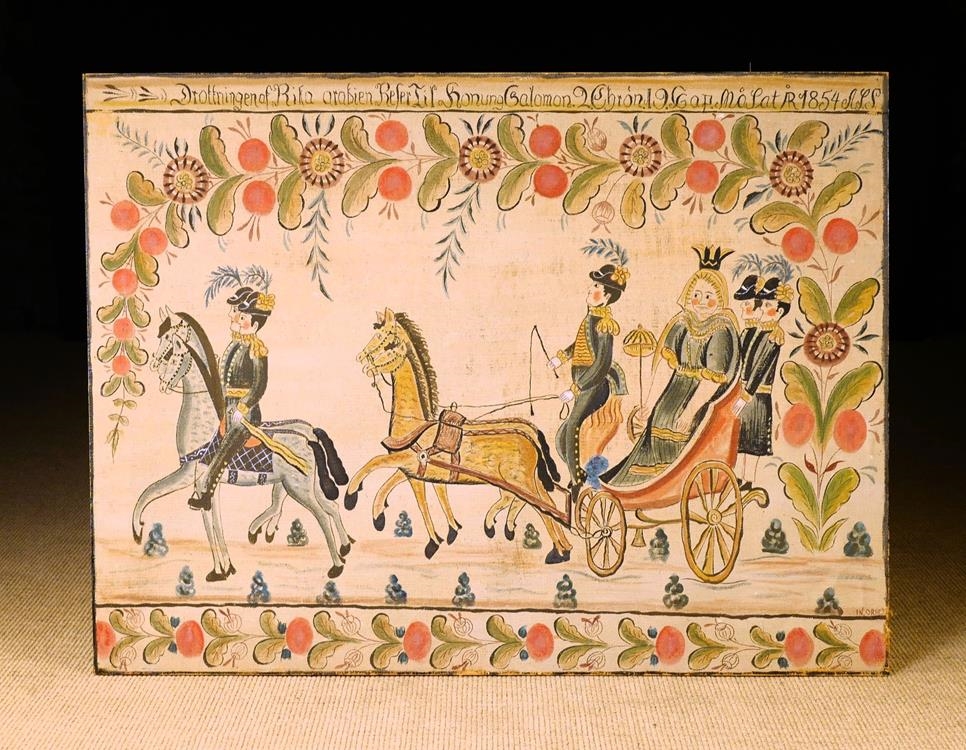 Swedish School, 19th Century | A Swedish ‘Bonad’ Folk Art Painting on ...