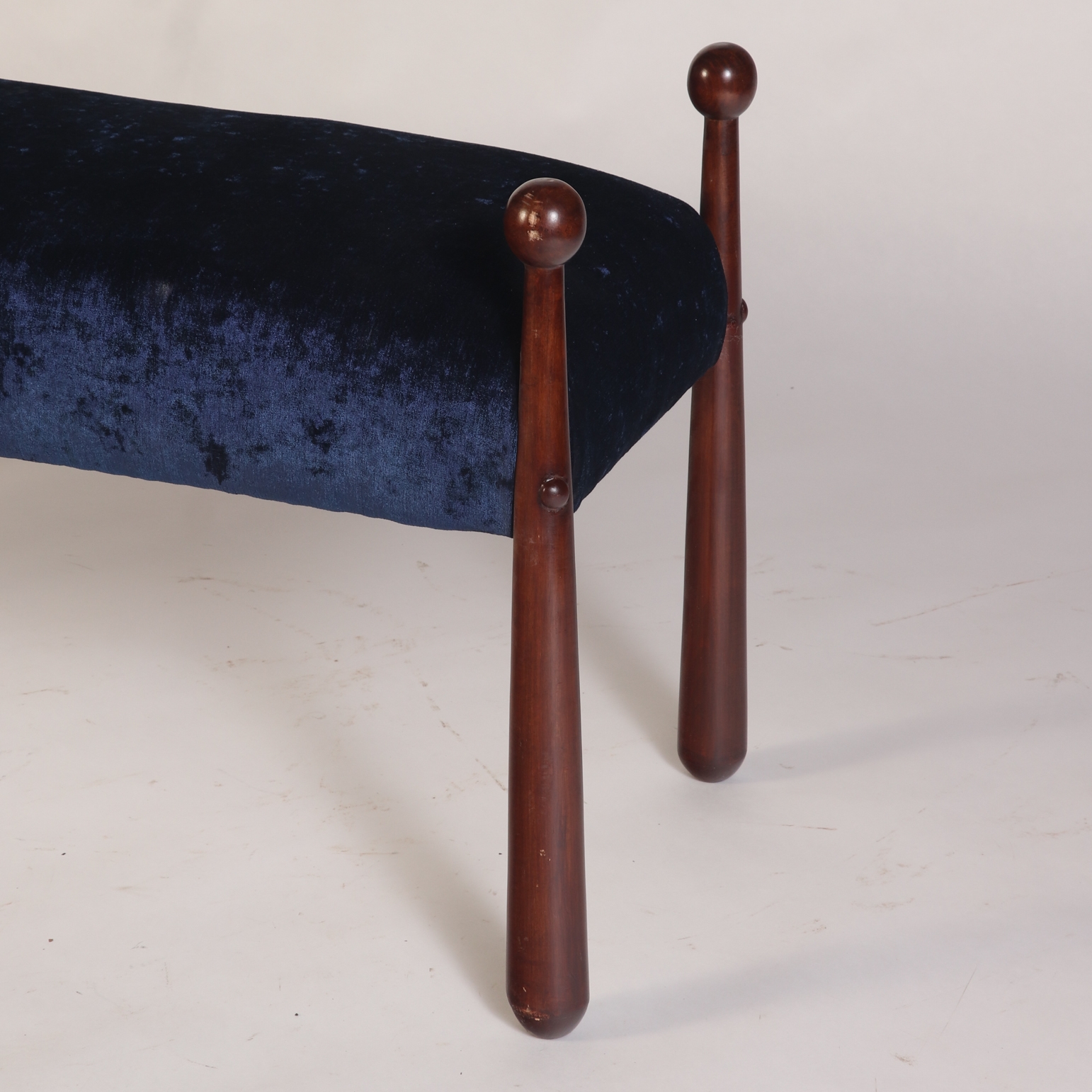 Jean Royère | Pair upholstered benches with bat form uprights in the ...