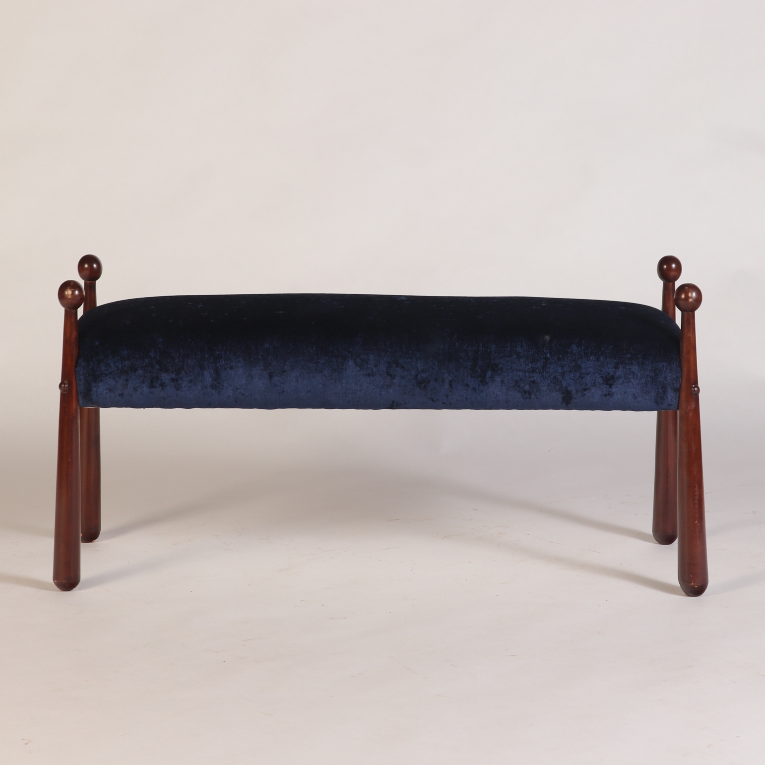 Jean Royère | Pair upholstered benches with bat form uprights in the ...
