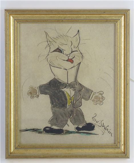 Louis Wain | Louis Wain portrait of two dressed cats | MutualArt