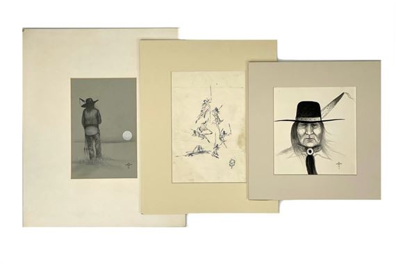 Johnny Moore Tiger Jr | LOT OF 3 JOHNNY TIGER JR. ORIGINAL PAINTINGS ...