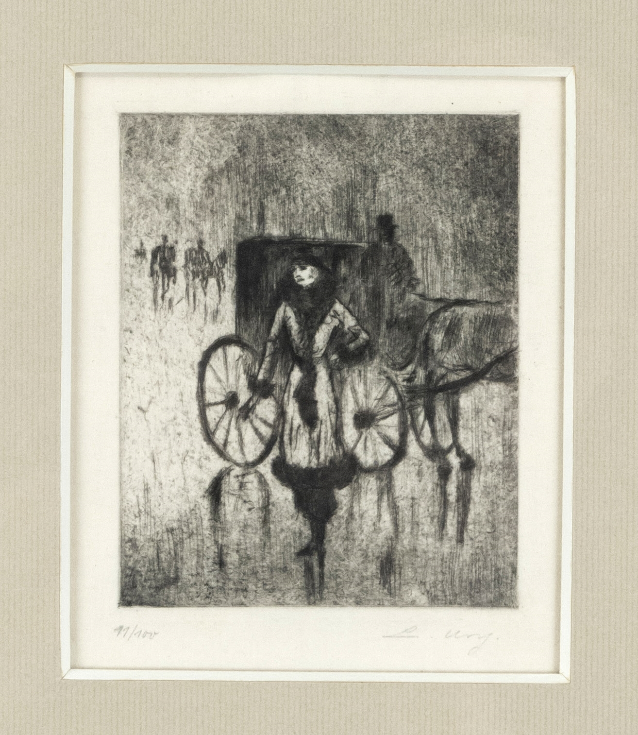 Lesser Ury | “Dame vor Pferdedroschke im Tiergarten“ (Circa 1920 ...