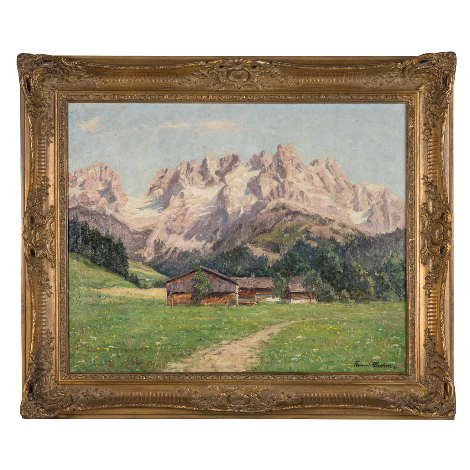 Bruno Flashar | FLASHAR, BRUNO (1887-1961) Bauernhaus mit Wildem Kaiser 1929 (1929) | MutualArt