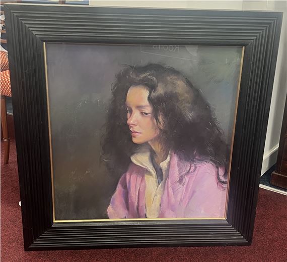 Robert Lenkiewicz | Study of Anna Navas with Pink Scarf | MutualArt