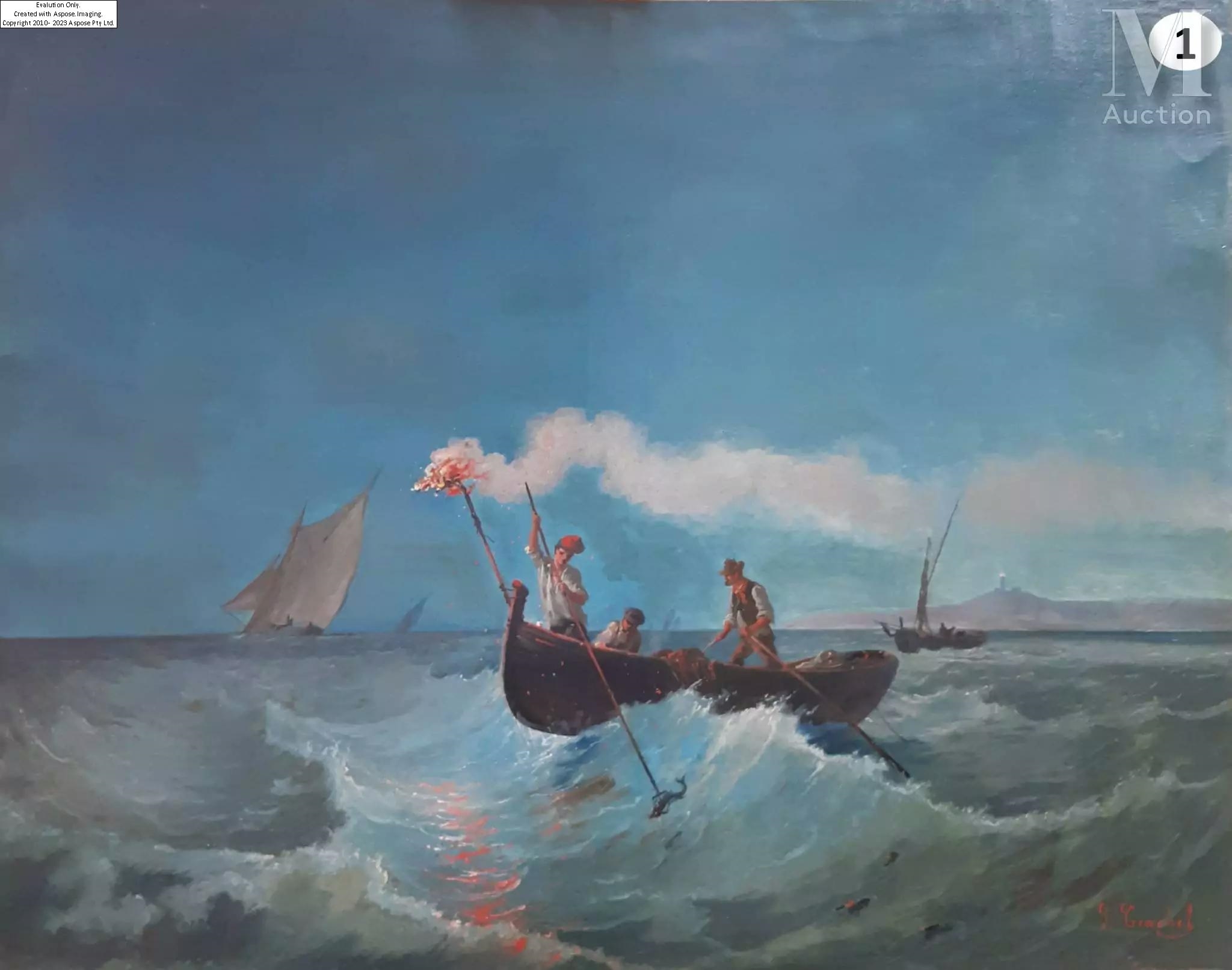 Dominique Trachel | Pêche au lamparo dans la baie | MutualArt