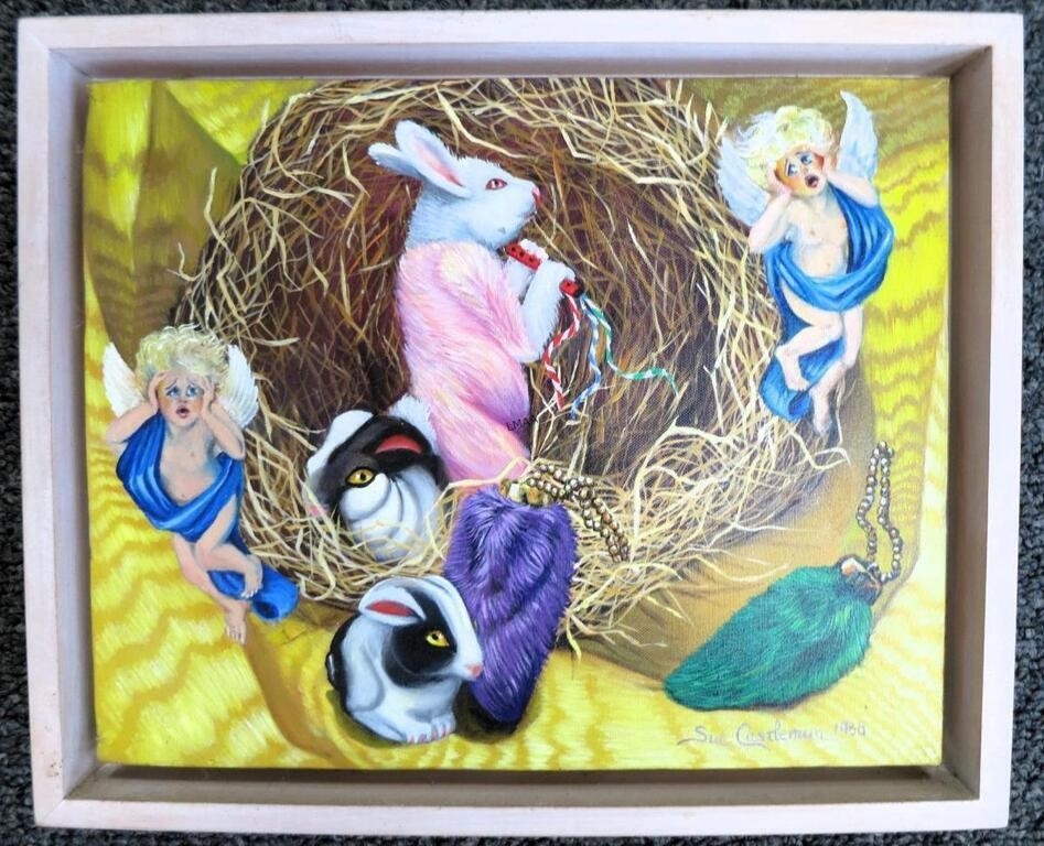 Sue Castleman | SUE CASTLEMAN RABBITS IN NEST ACRYLIC, 1988 (1988 ...