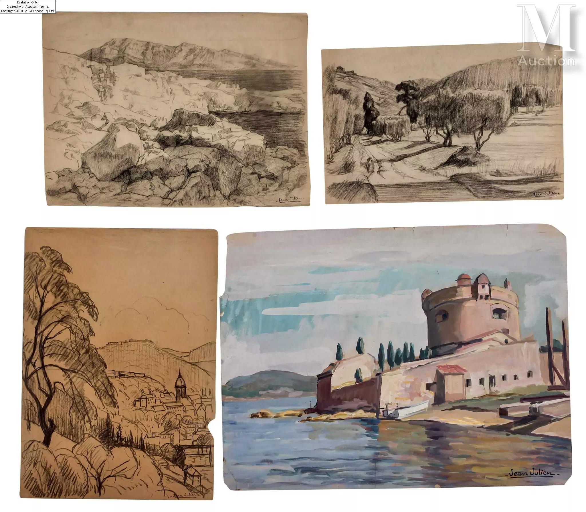 Jean Julien | Quatre paysages sur papier | MutualArt