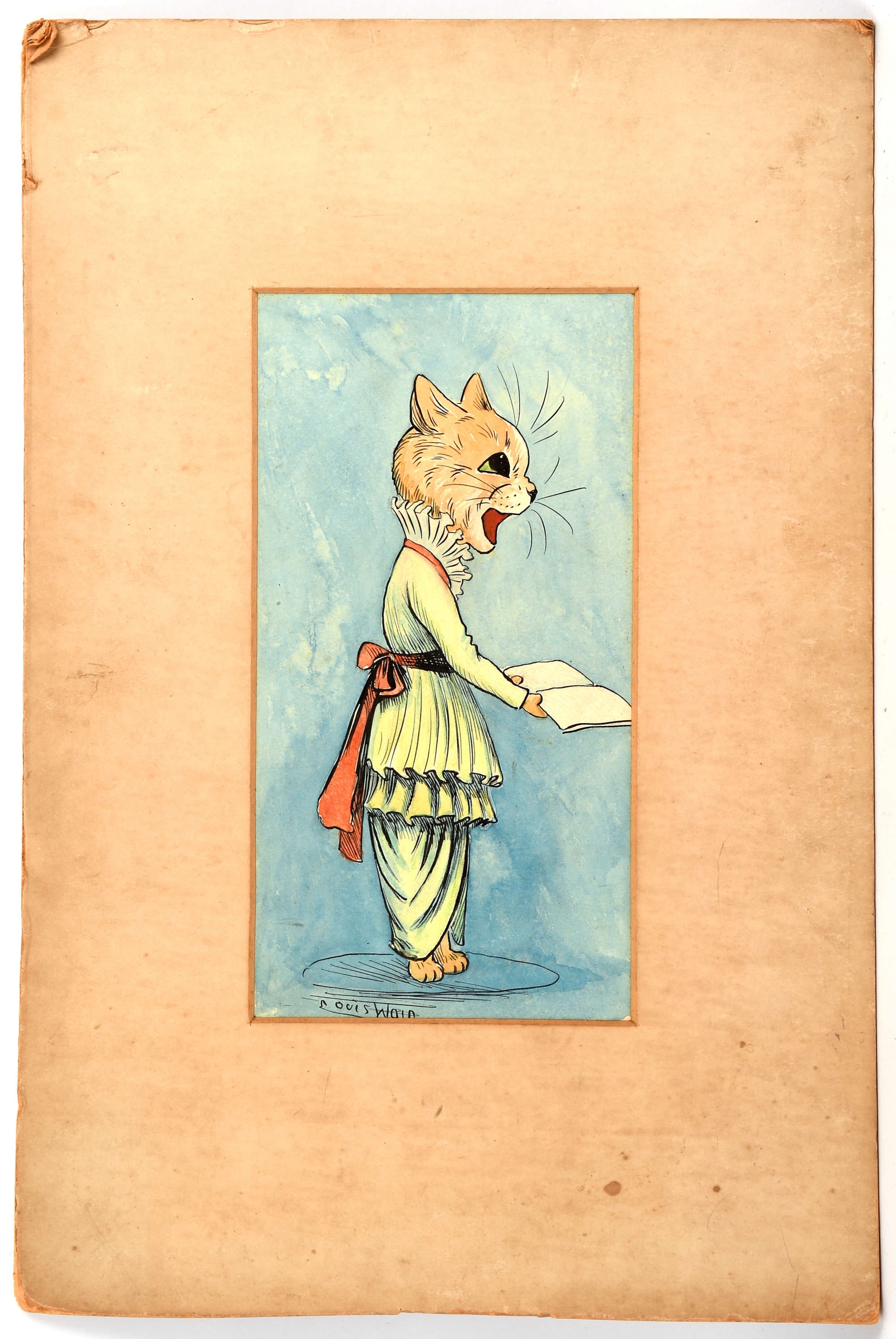 Louis Wain | Louis Wain (British 1860-1939). A cat reciting from a book ...