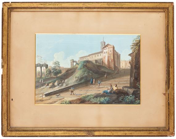 Giovanni Battista Busiri | VIEW OF CASTEL SANT' ANGELO WITH FIGURES ...