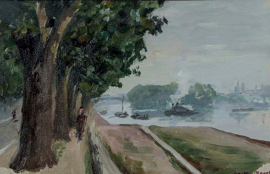 Gaston Knecht | Banks of the Seine Oil on cardboard | MutualArt