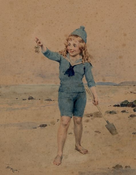 Adrien Emmanuel‏ Marie | Child showing off a crab on the beach Ink and ...