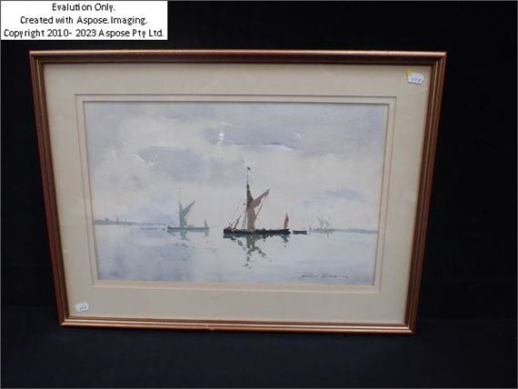 Edward Wesson | EDWARD WESSON 1910-83: BARGES IN AN ESTUARY | MutualArt