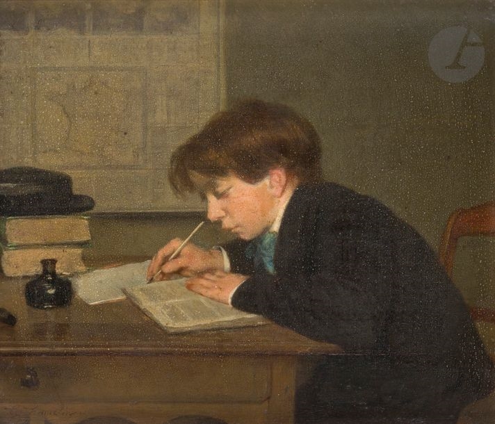 Jacques-Gustave Hamelin | Young boy studying | MutualArt
