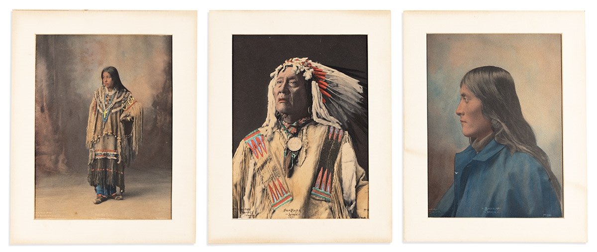 Frank A. Rinehart | Group of 3 portraits of Apache and Sioux (1898 ...