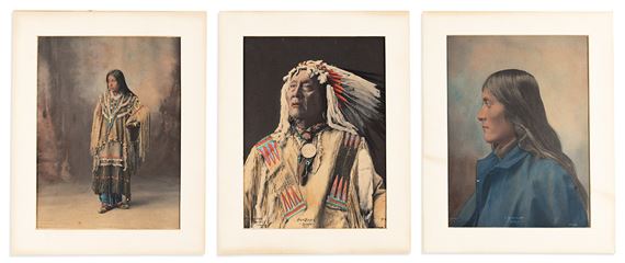 Frank A. Rinehart | Group of 3 portraits of Apache and Sioux (1898 ...