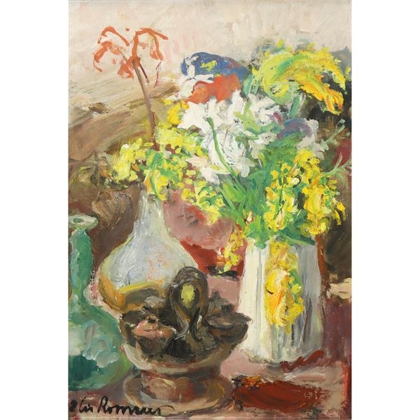 Elio Romano | Still life of flowers in vase | MutualArt