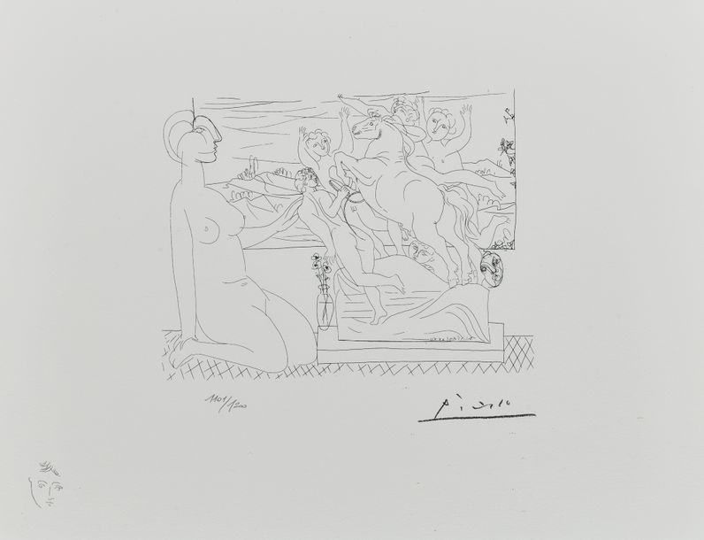 Pablo Picasso | Quatre femmes nues et tête sculptée Lithographie d'après la suite Vollard (1101 ...