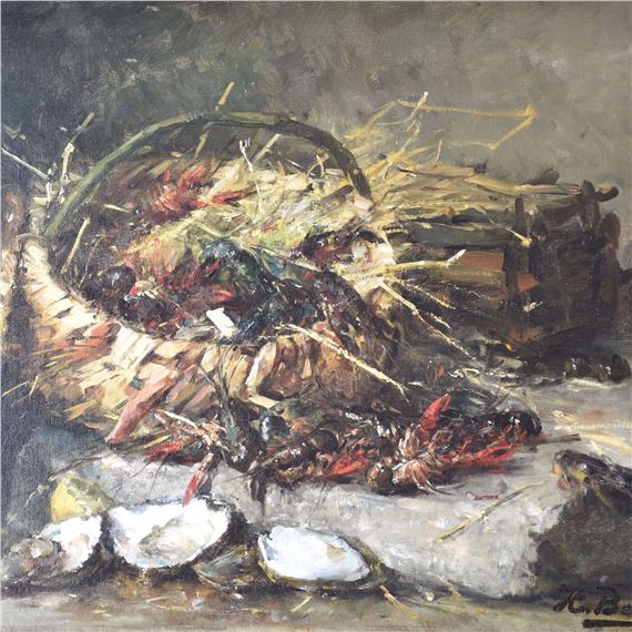 Hubert Bellis | Still life with oysters and lobster. | MutualArt