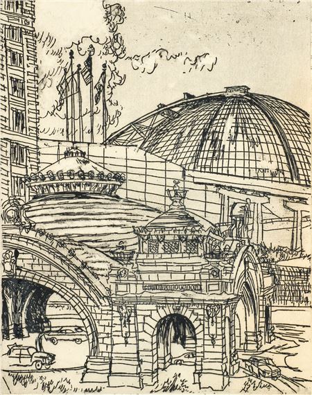 Henry Koerner | Henry Koerner RR Station and Civic Arena Etching (1971 ...