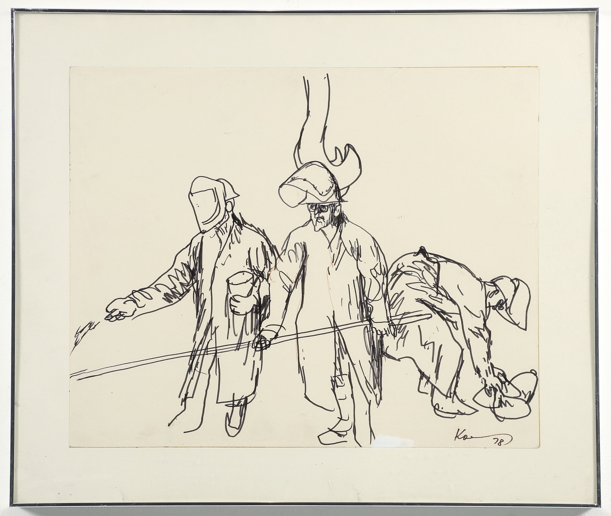 Henry Koerner | Henry Koerner ink drawing Weirton Steel Workers (1978 ...