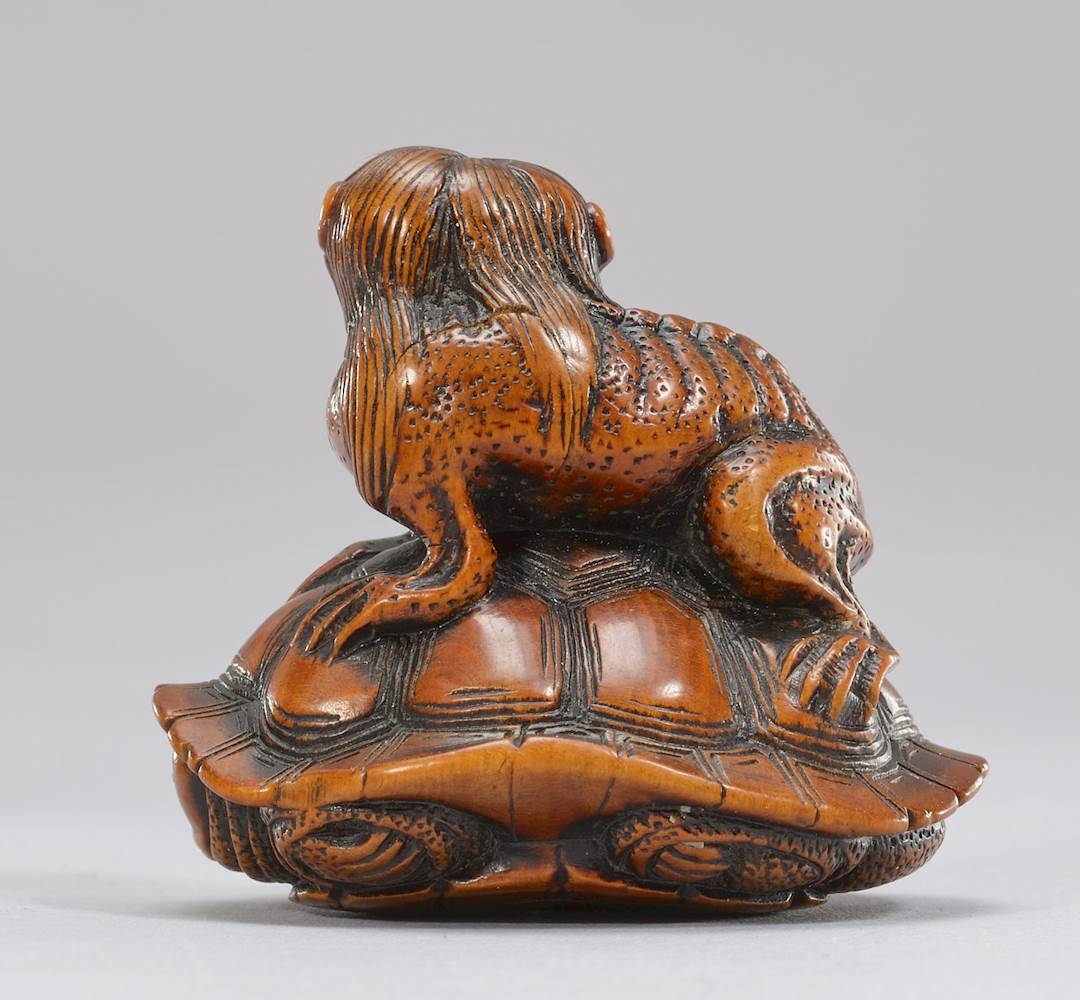 Japanese School, 19th Century | A NETSUKE OF A KAPPA ON A TORTOISE (19 ...