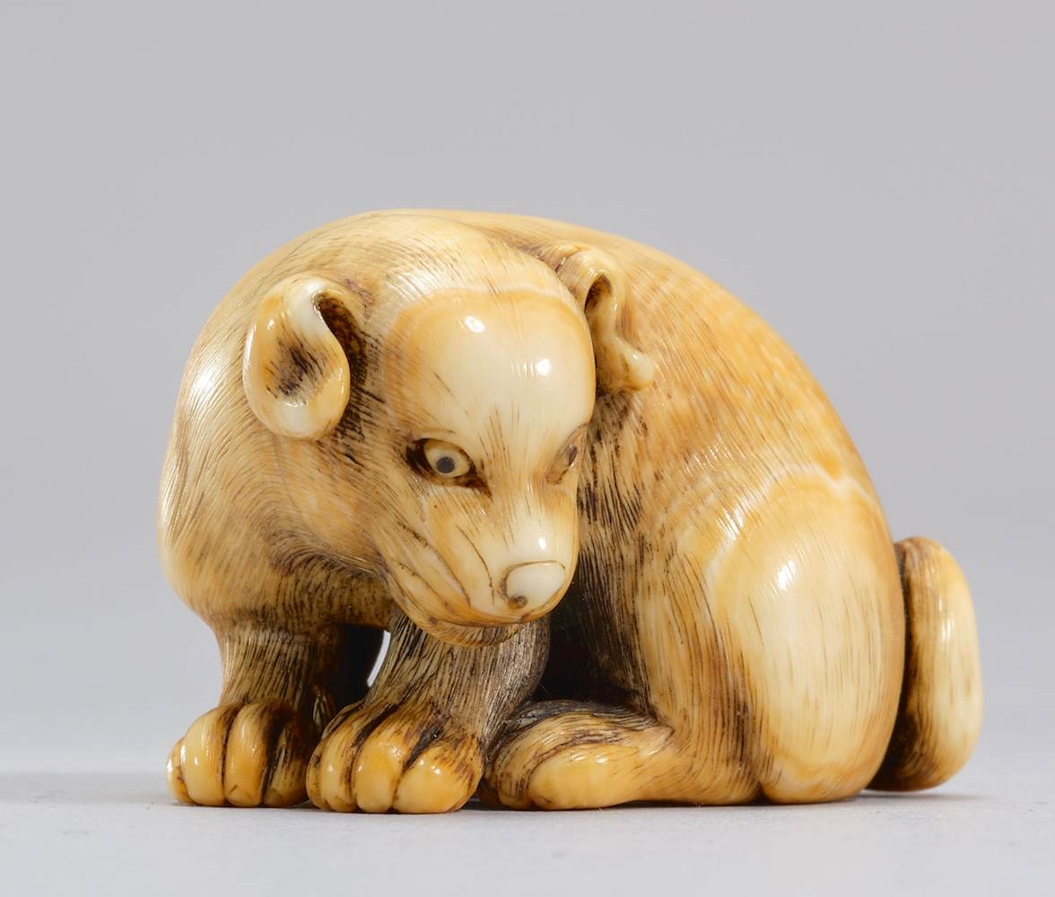 Japanese School, 19th Century | A NETSUKE OF A DOG (19) | MutualArt