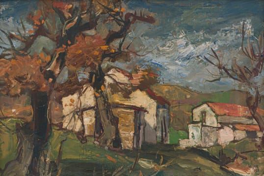 Gregoire Johannes Boonzaier | Trees and Houses in a Landscape (1950 ...