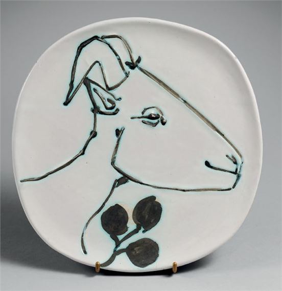 Pablo Picasso | Goat's head in profile. Round square plate (1950 ...
