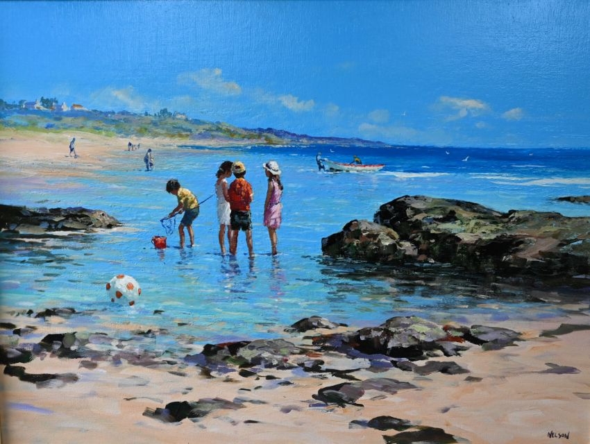 Allan Nelson | BEACH SCENE IN THE ROCK POOLS | MutualArt