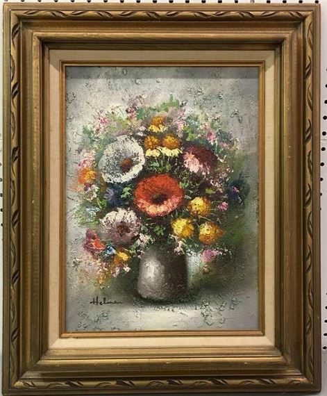 Helman | Signed Helman Oil On Canvas Flower Still Life | MutualArt