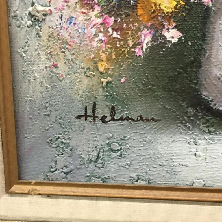 Helman | Signed Helman Oil On Canvas Flower Still Life | MutualArt