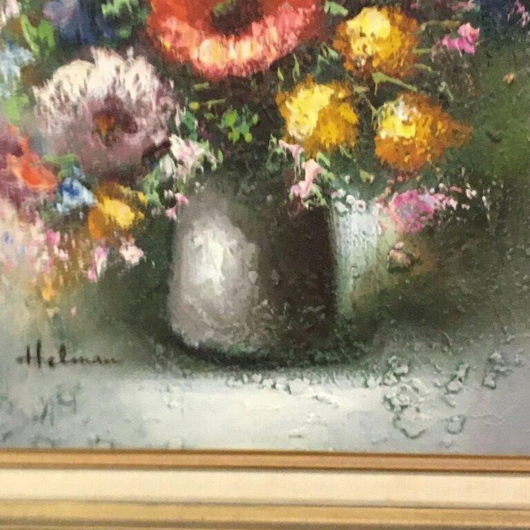 Helman | Signed Helman Oil On Canvas Flower Still Life | MutualArt