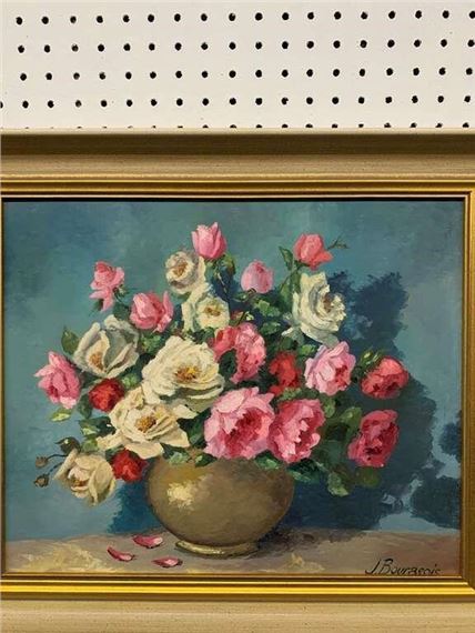 J. Bourgeois | J. Bourgeois Oil On Board Still Life Of Flowers | MutualArt