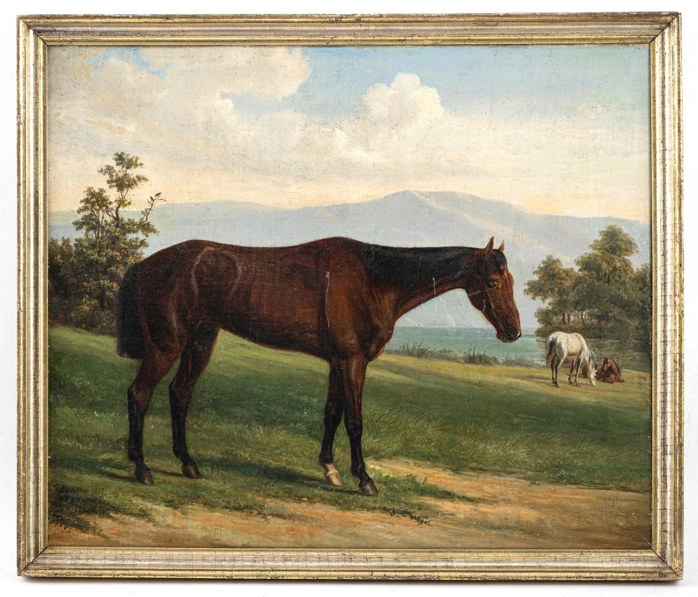Johann Friedrich Wilhelm Wegener | A bay horse in front of a ...